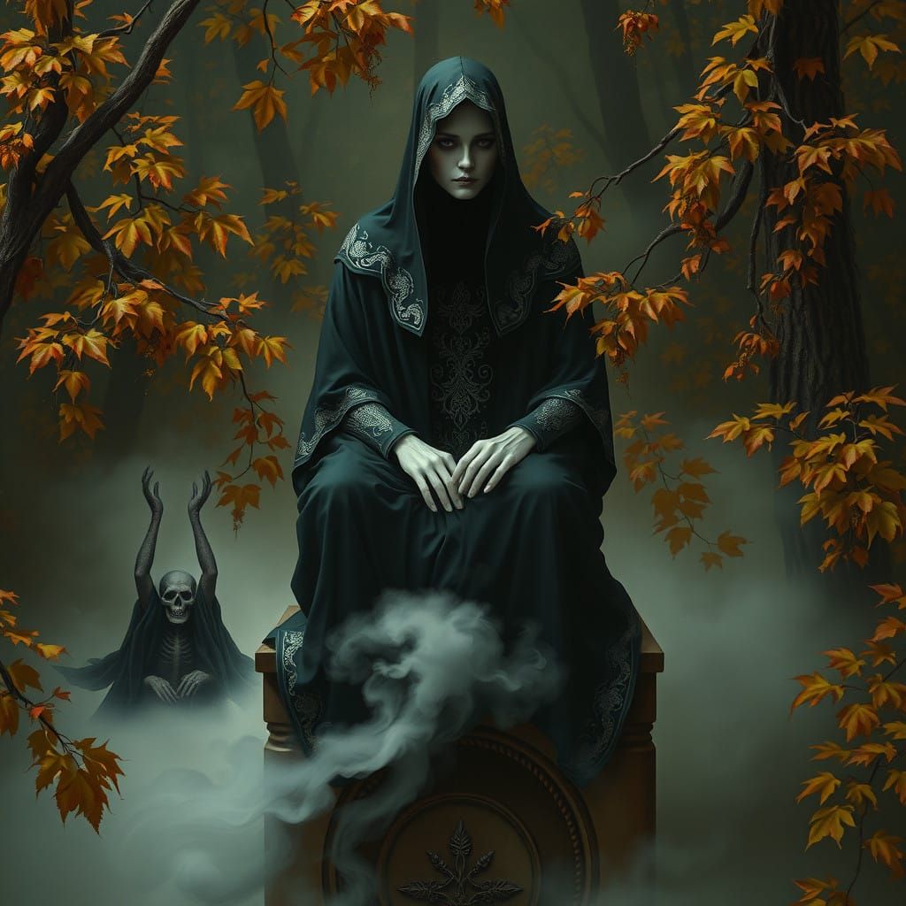 Death - Ethereal Death Figure in Autumnal Twilight