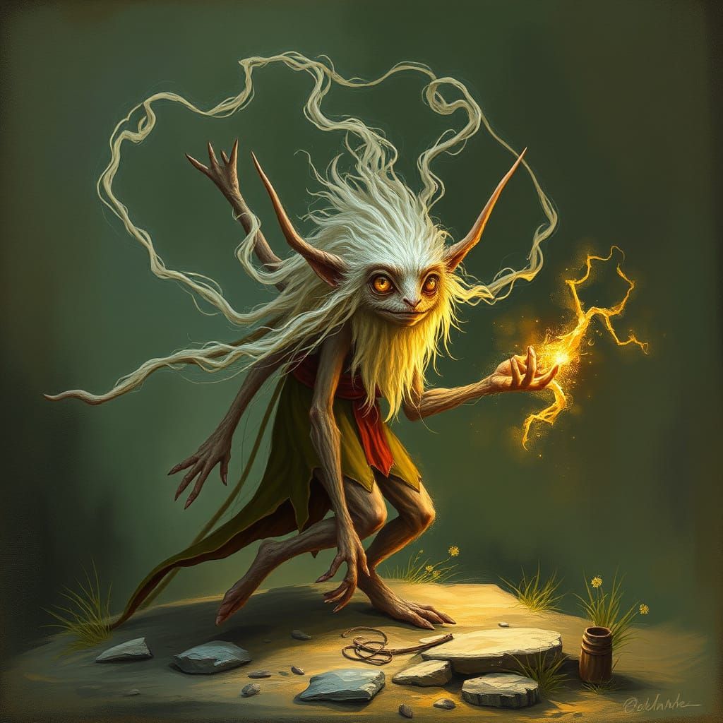 The wanderlust wisp creature - Whimsical Wanderer in Etherea...