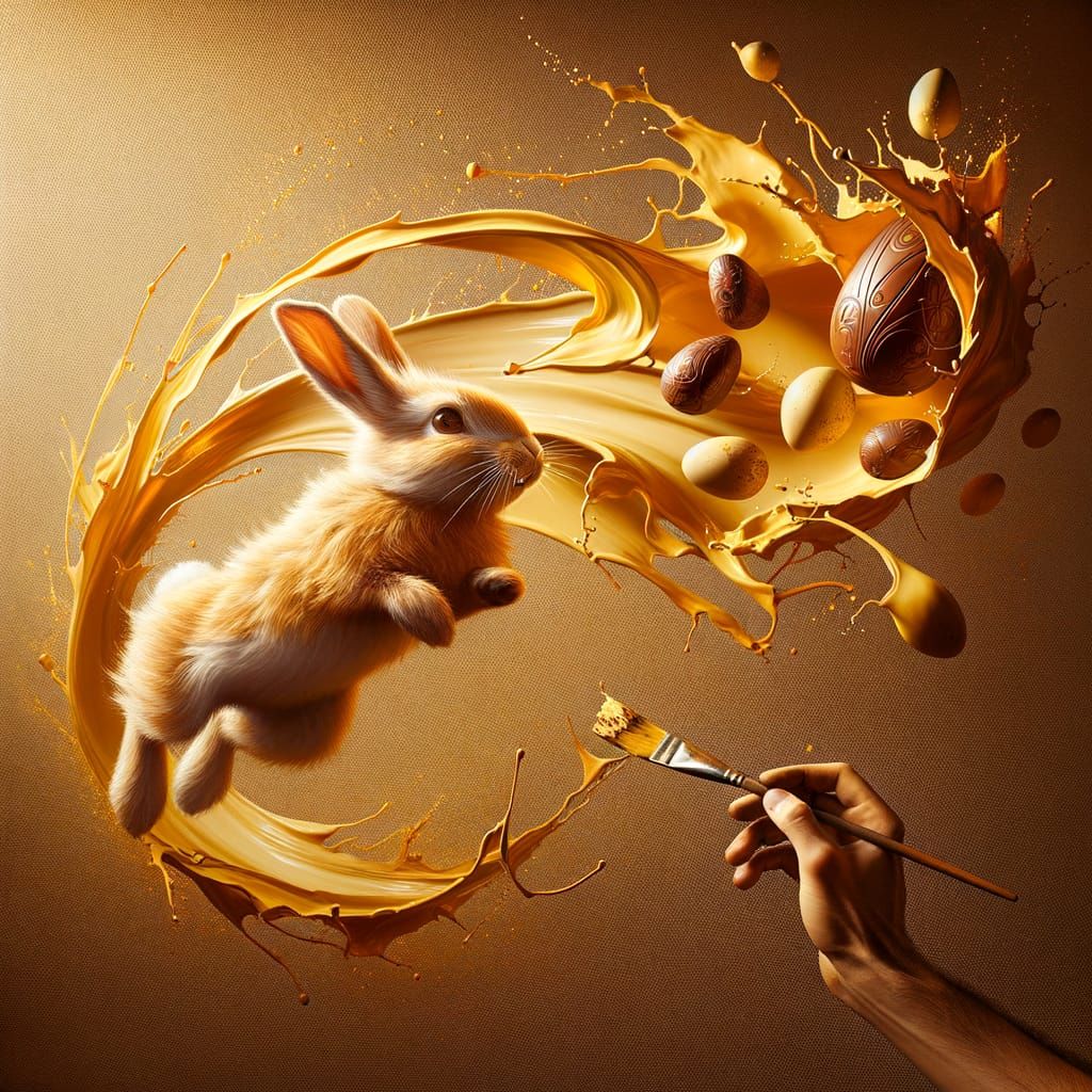 A cute fluffy Easter bunny - Golden Paint Transforms into W...