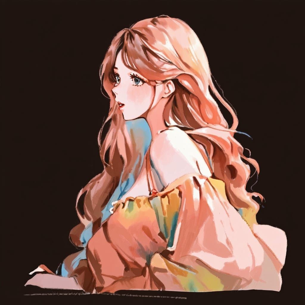 Woman in aquarela painting - Woman in aquarela painting