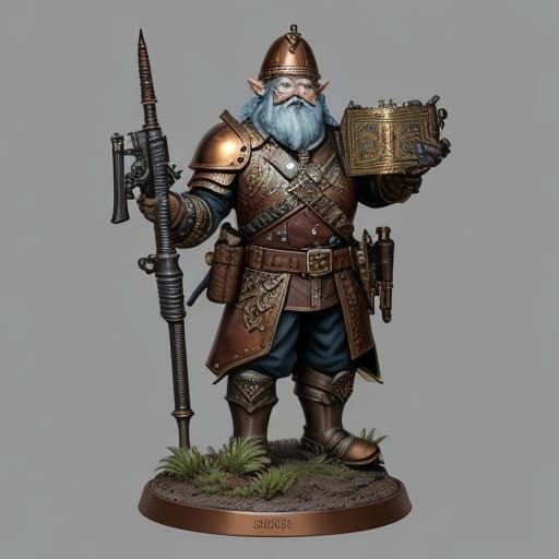 Gnome Soldier in Whimsical Armory with Intricate F... - AI Art