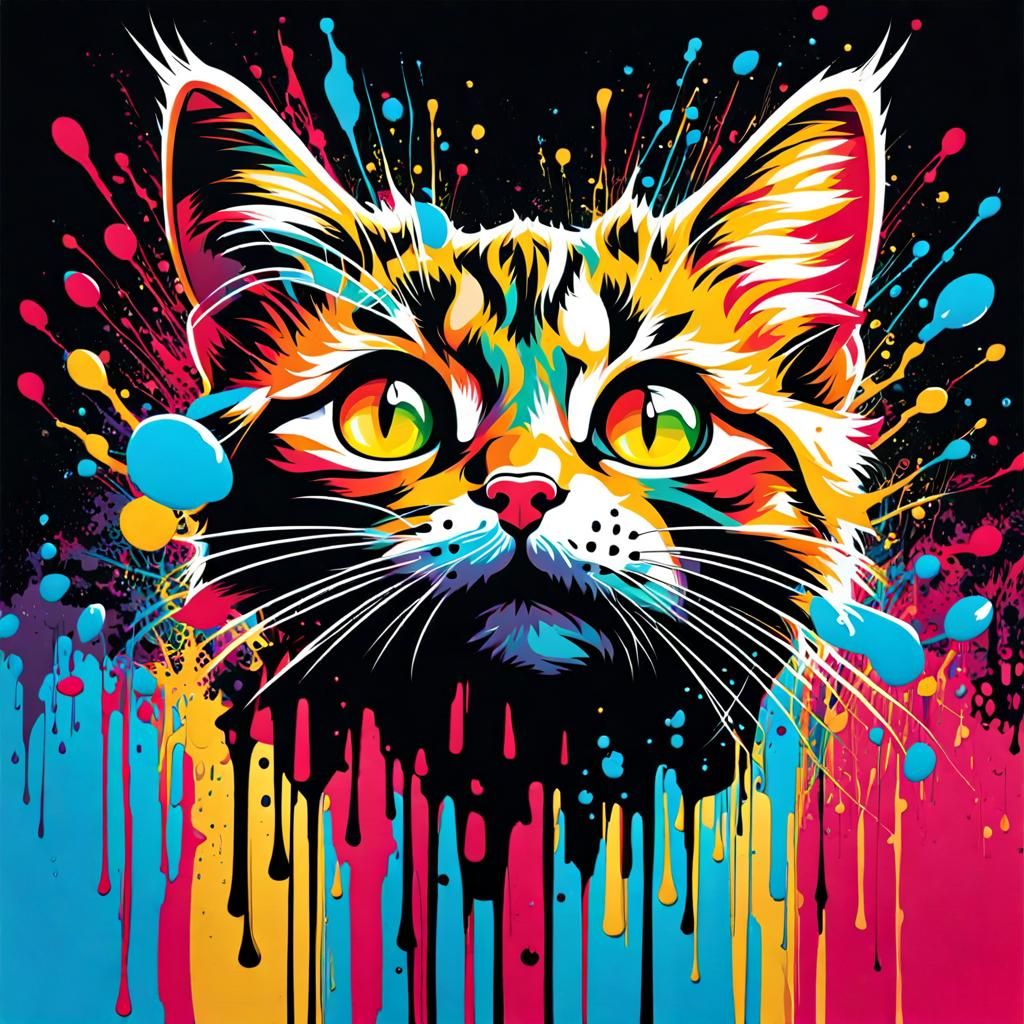 Inky the cat lives up to his name as he is painted as part of an ink ...