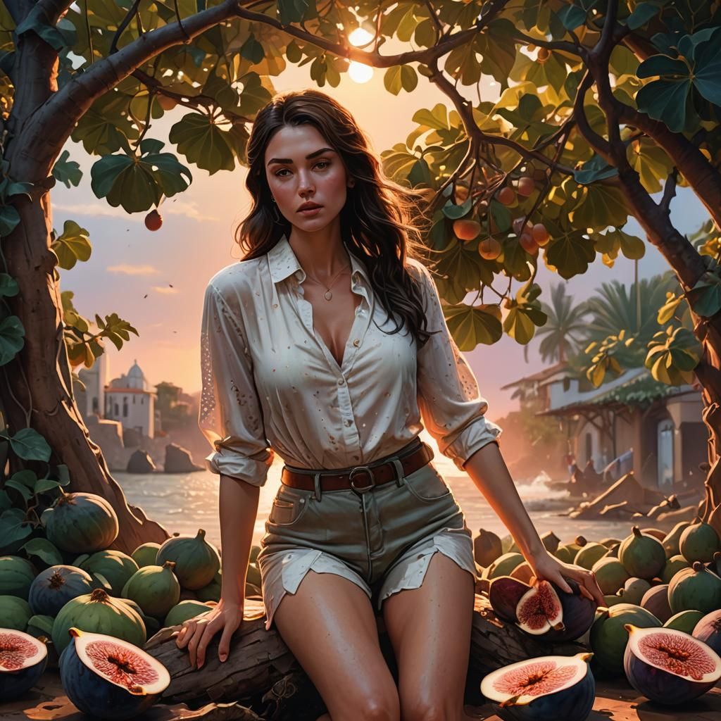 Young woman with big figs - AI Generated Artwork - NightCafe Creator