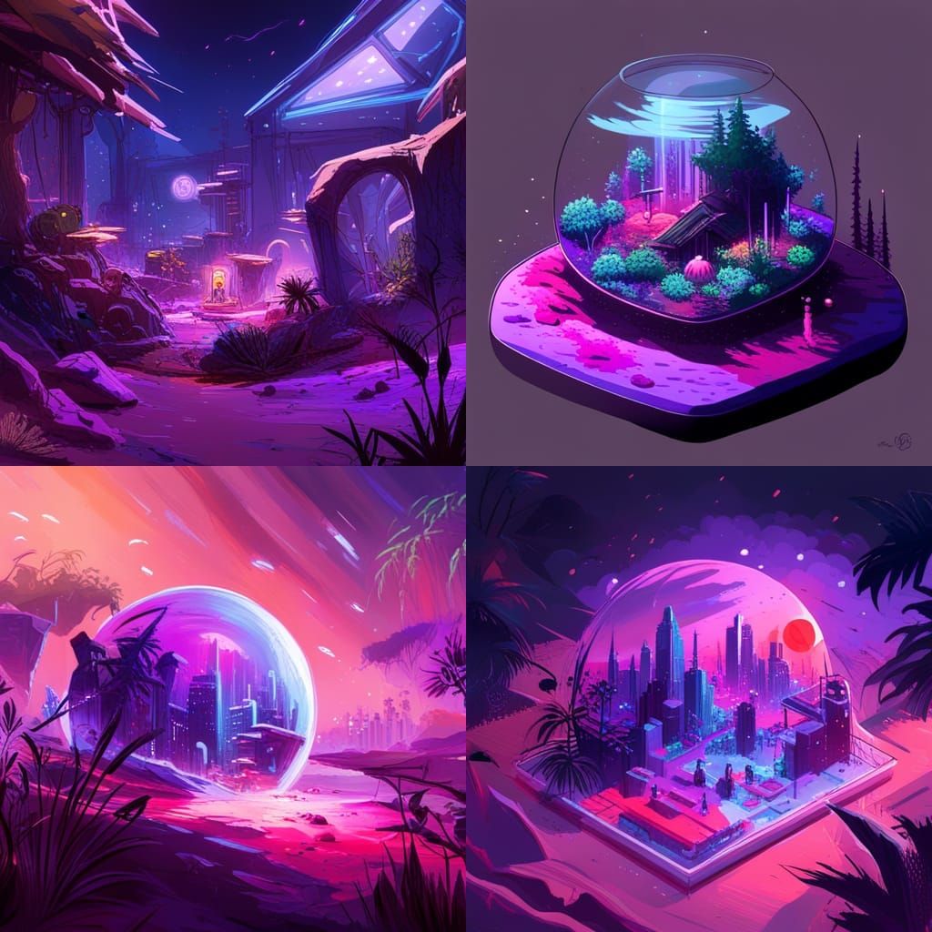 Purple Terrarium Life - AI Generated Artwork - NightCafe Creator