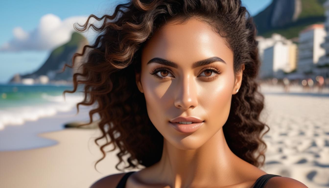 a devastatingly beautiful Brazilian woman with high cheek bones and ...