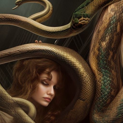Woman and snakes - AI Generated Artwork - NightCafe Creator