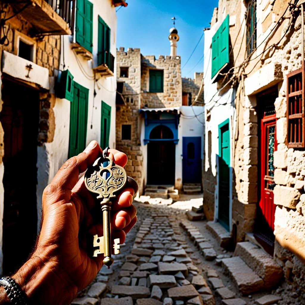 with a breathtaking beautiful ancient key. My home left key. The right ...