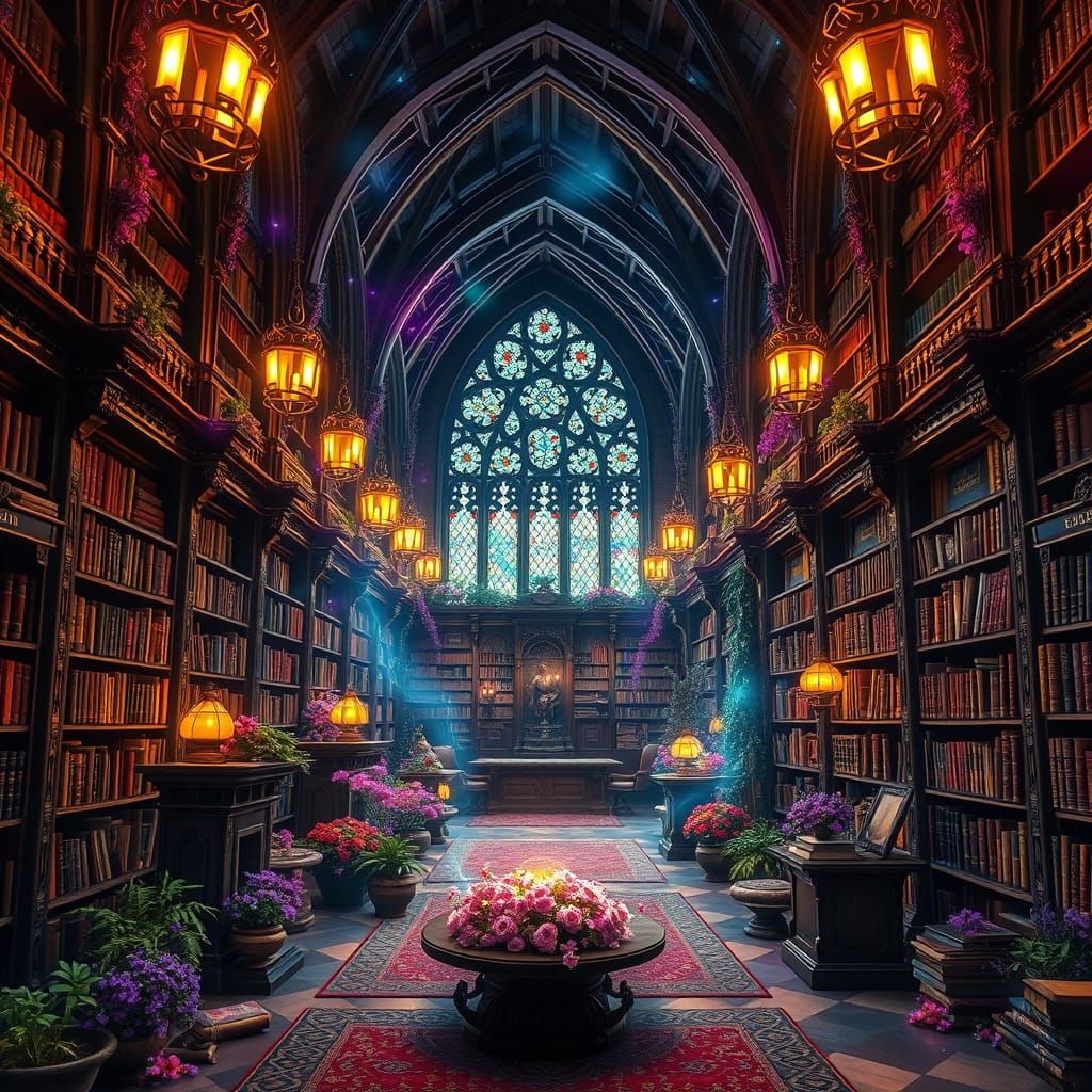 An old medieval library - Medieval Library of Enchanted Illu...
