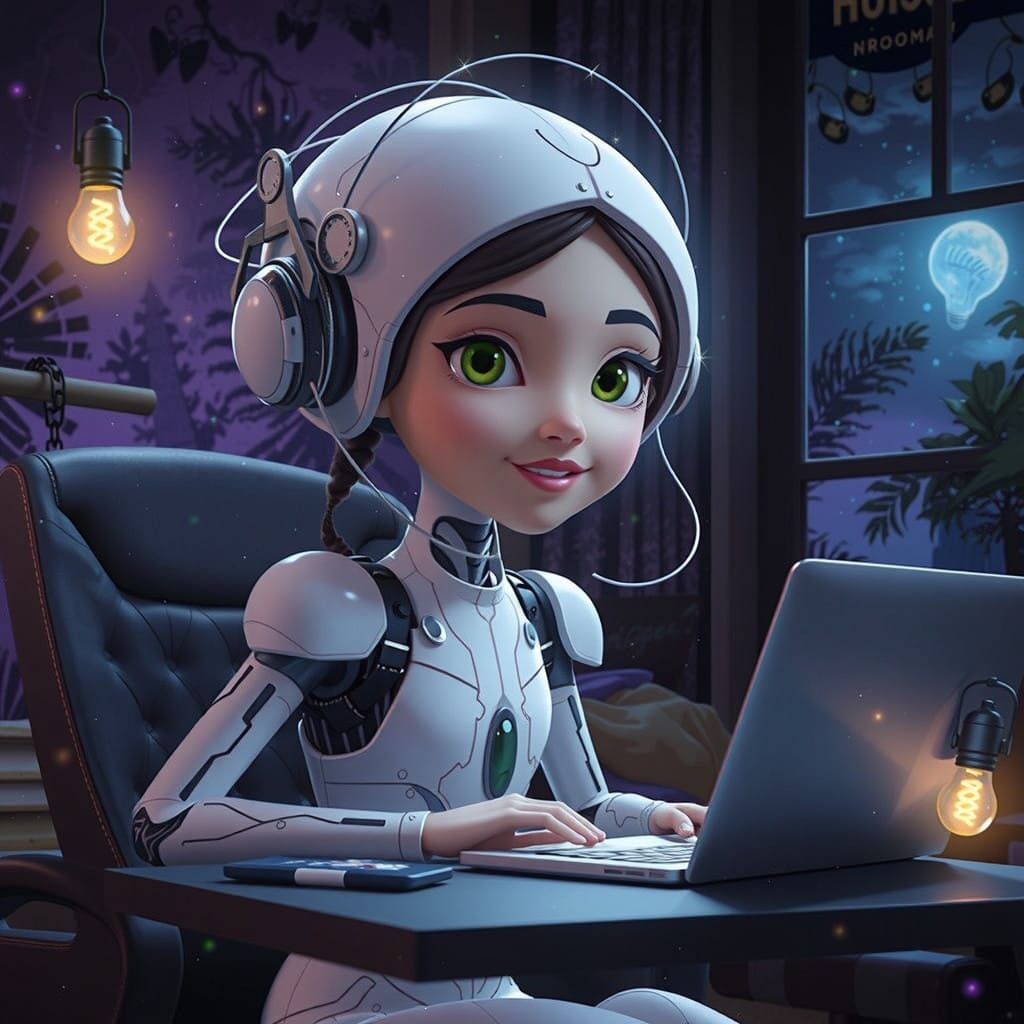 Friendly Chatbot in Whimsical Disney Style - AI Art