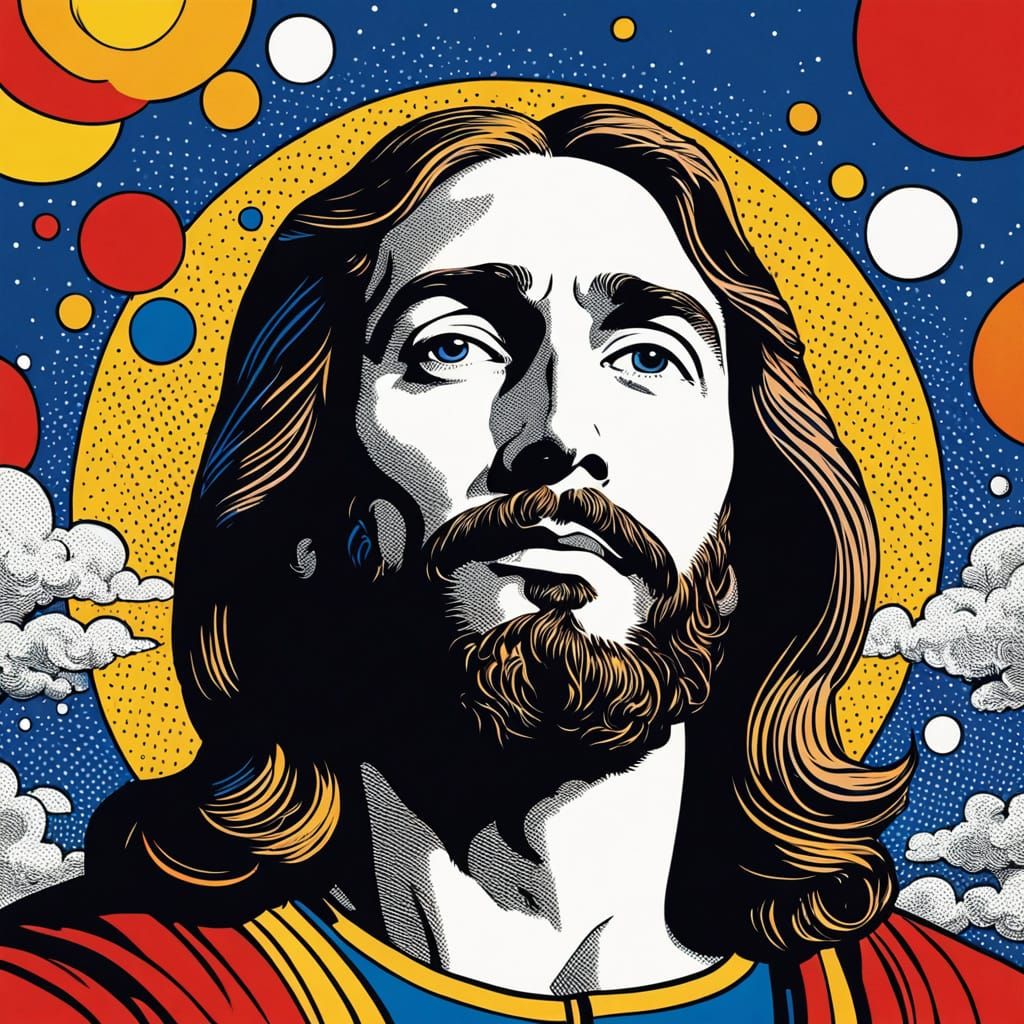 Pop art Jesus - Ethereal Jesus in Vibrant Comic Book Style