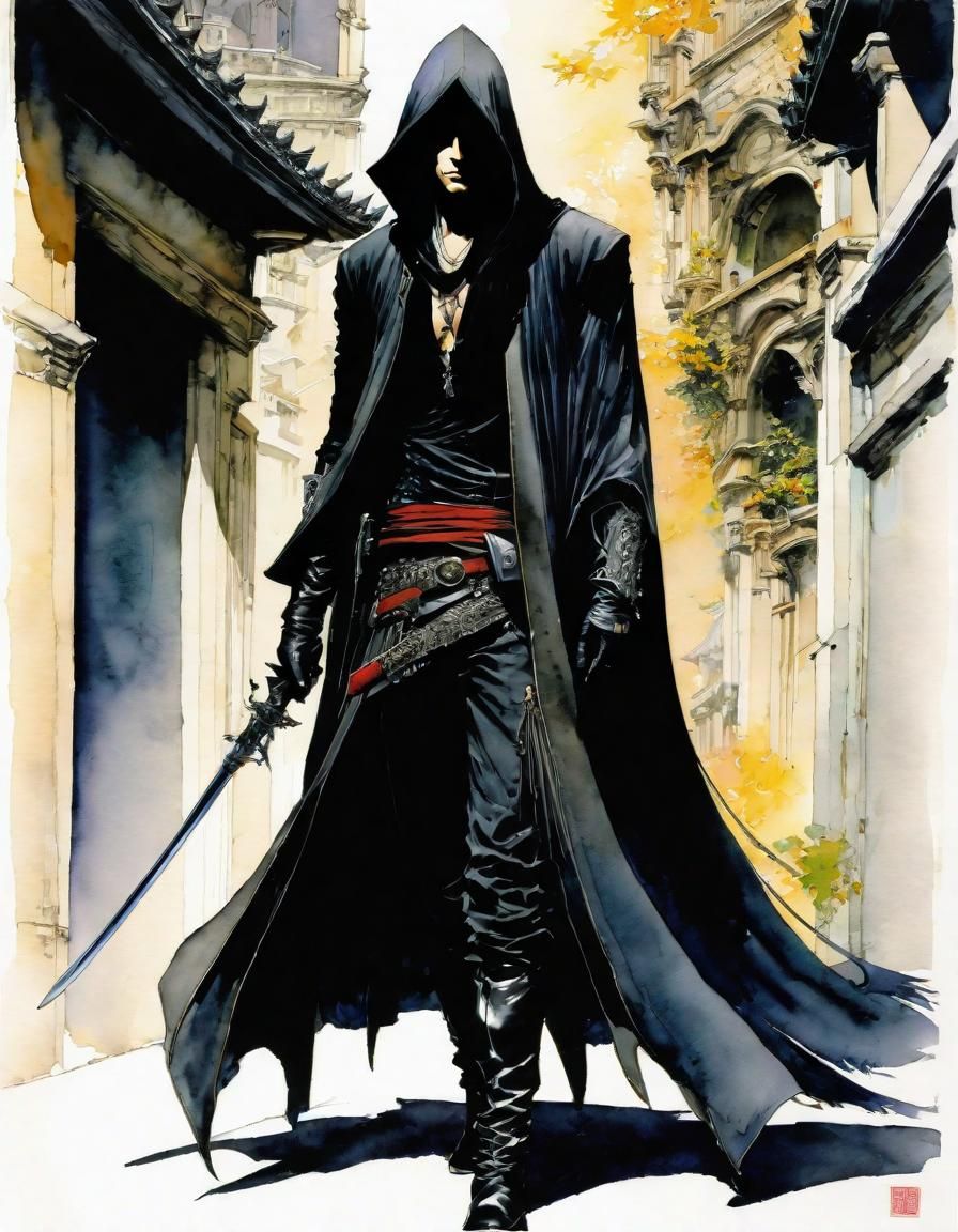 Pen and watercolour style of, Richard Anderson, Yoshitaka Amano, Eytan ...