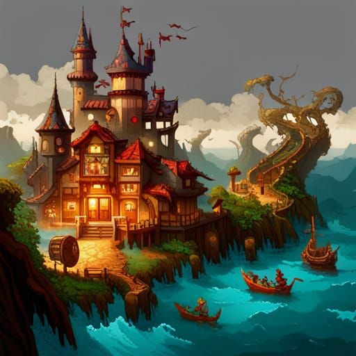 8 bit Seaside Castle - AI Generated Artwork - NightCafe Creator