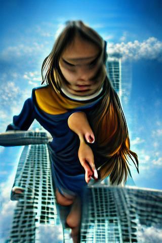 Skyscraper | Girl | Vertigo | Touching the sky - AI Generated Artwork ...