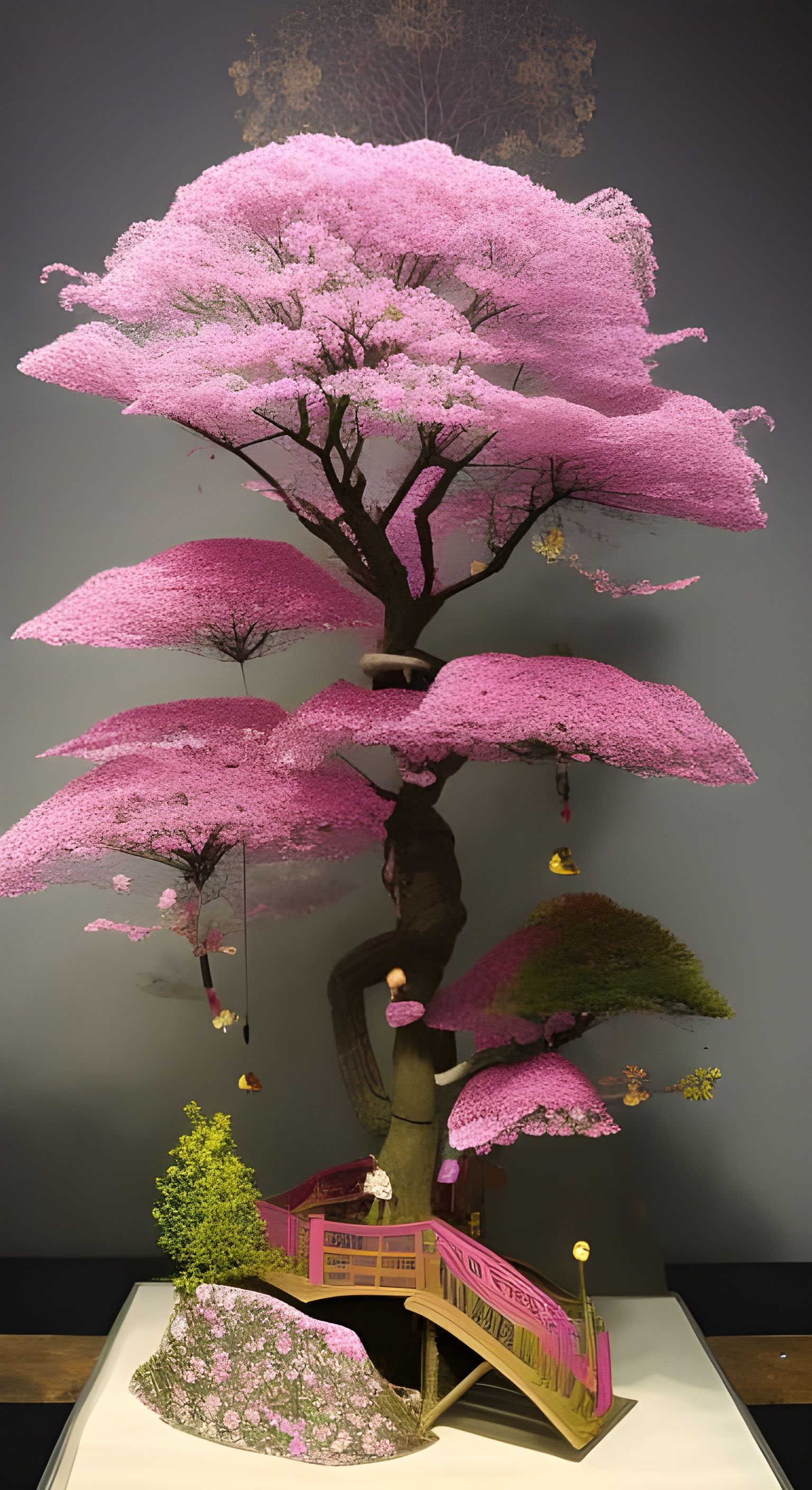 An incredible paper mache, paper sculpture Sakura tree - AI Generated ...