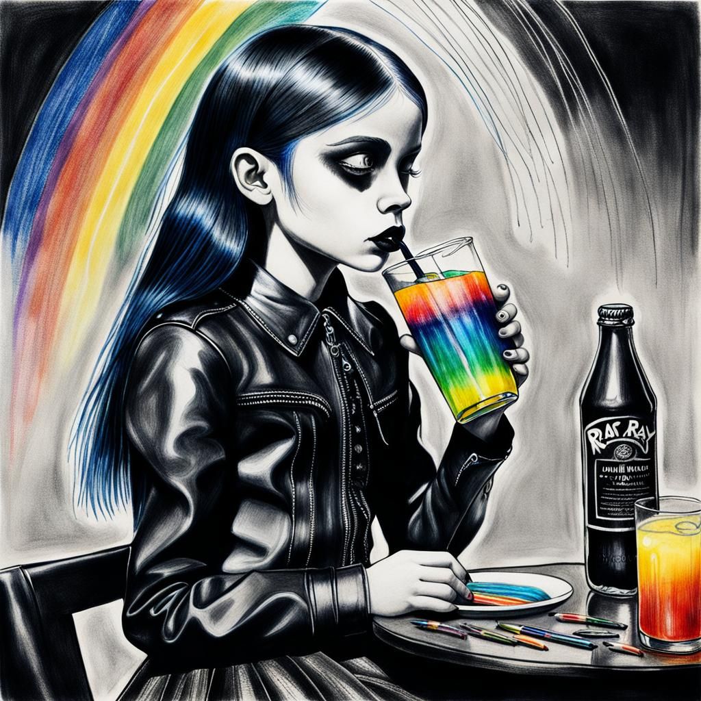 Kids Crayon drawings ,surreal child's drawing of a teenaged goth girl ...