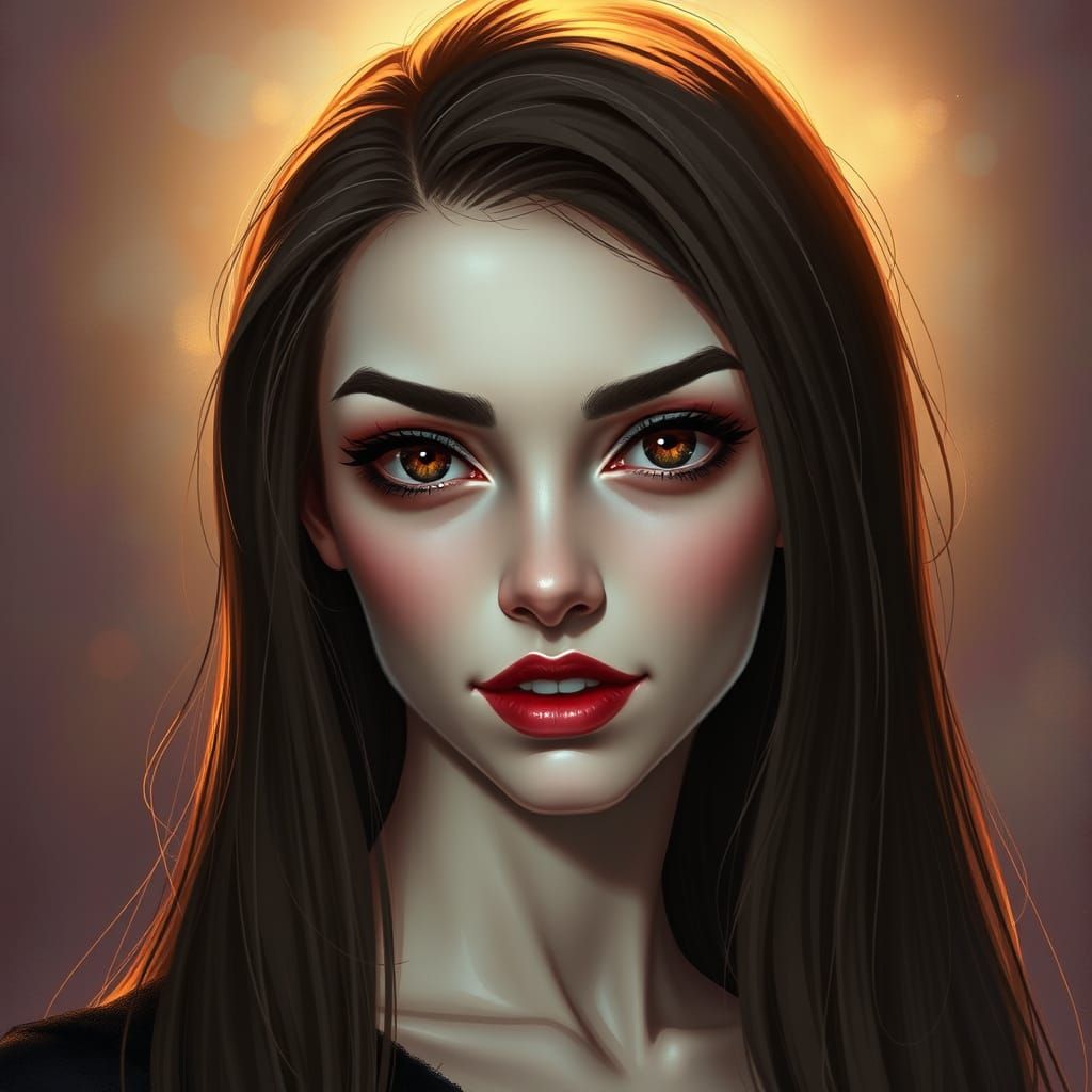 Ethereal Vampire Maiden with Pale Complexion and D... - AI Art