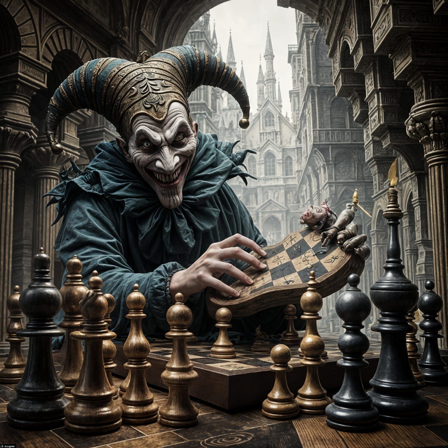 Evil Jester's Game of Chess - AI Art