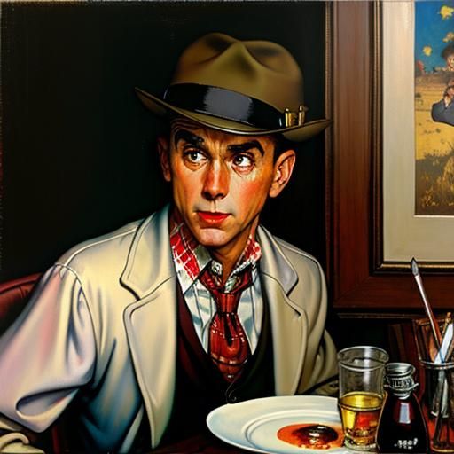 Norman Rockwell style oil painting: The anatomically accurate Sleazy Private Detective - AI ...