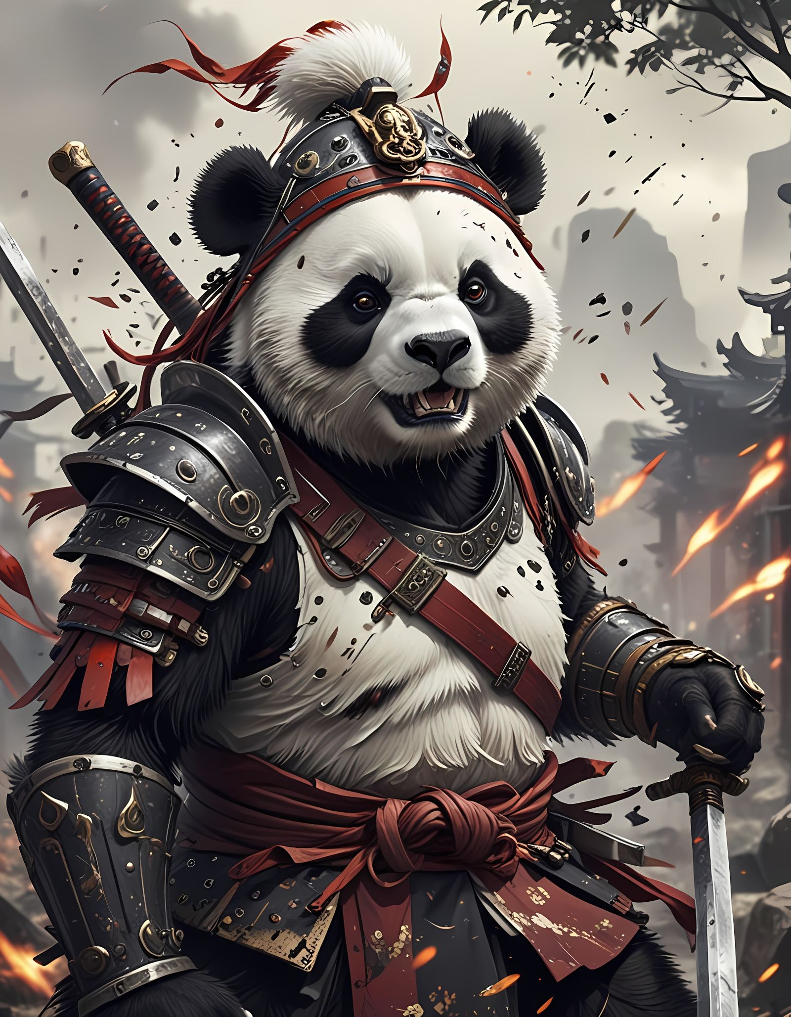 Panda Warrior - Epic Panda Warrior in Anime-Style Action