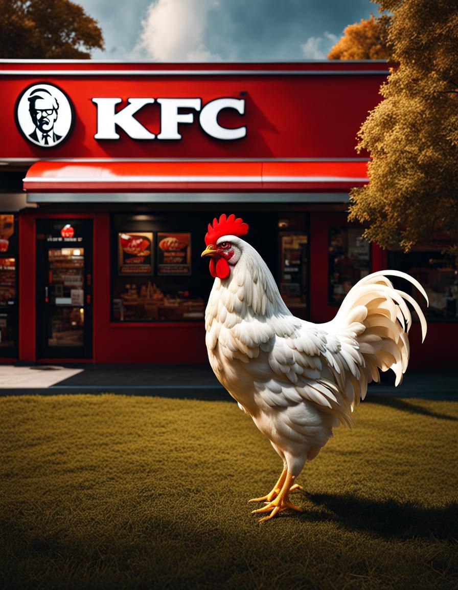 Chicken front of KFC - AI Generated Artwork - NightCafe Creator