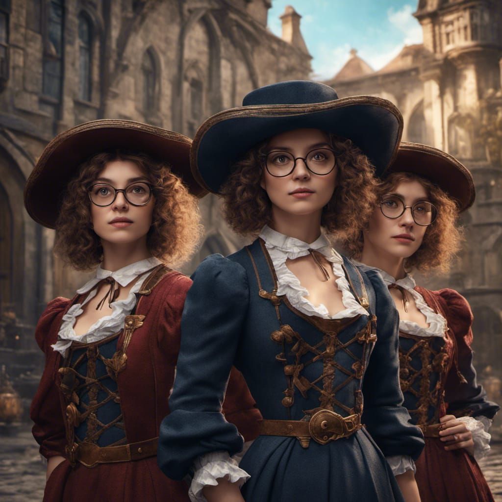 Three musketeers girls with glasses - AI Generated Artwork - NightCafe ...