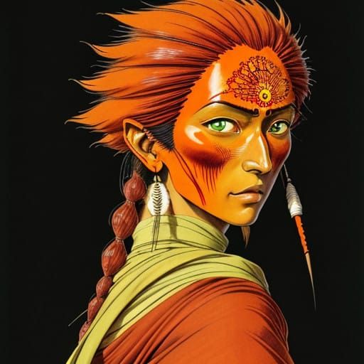 Ethereal Utopian Girl with Radiant Eyes in a World... - AI Art