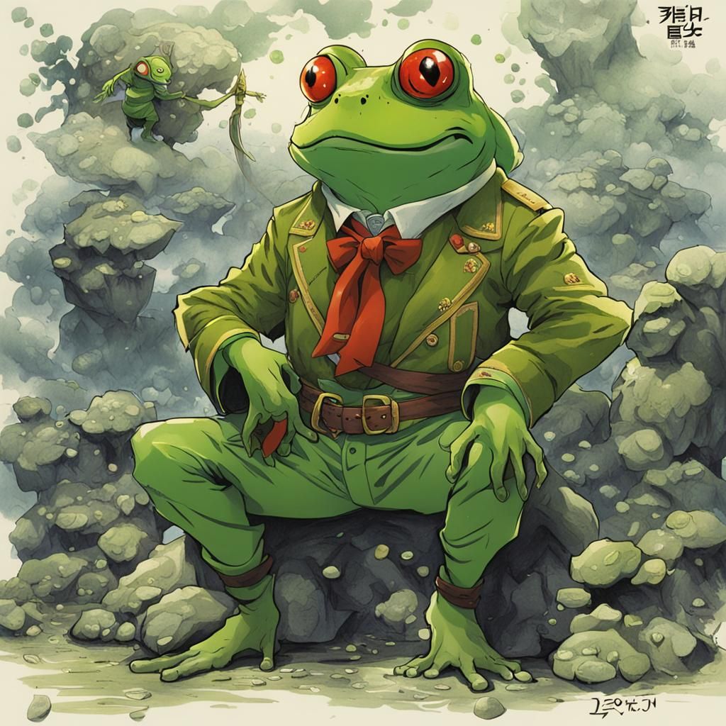 Well Dressed Frog - Anime Style Frog-Man in Russian Outfit