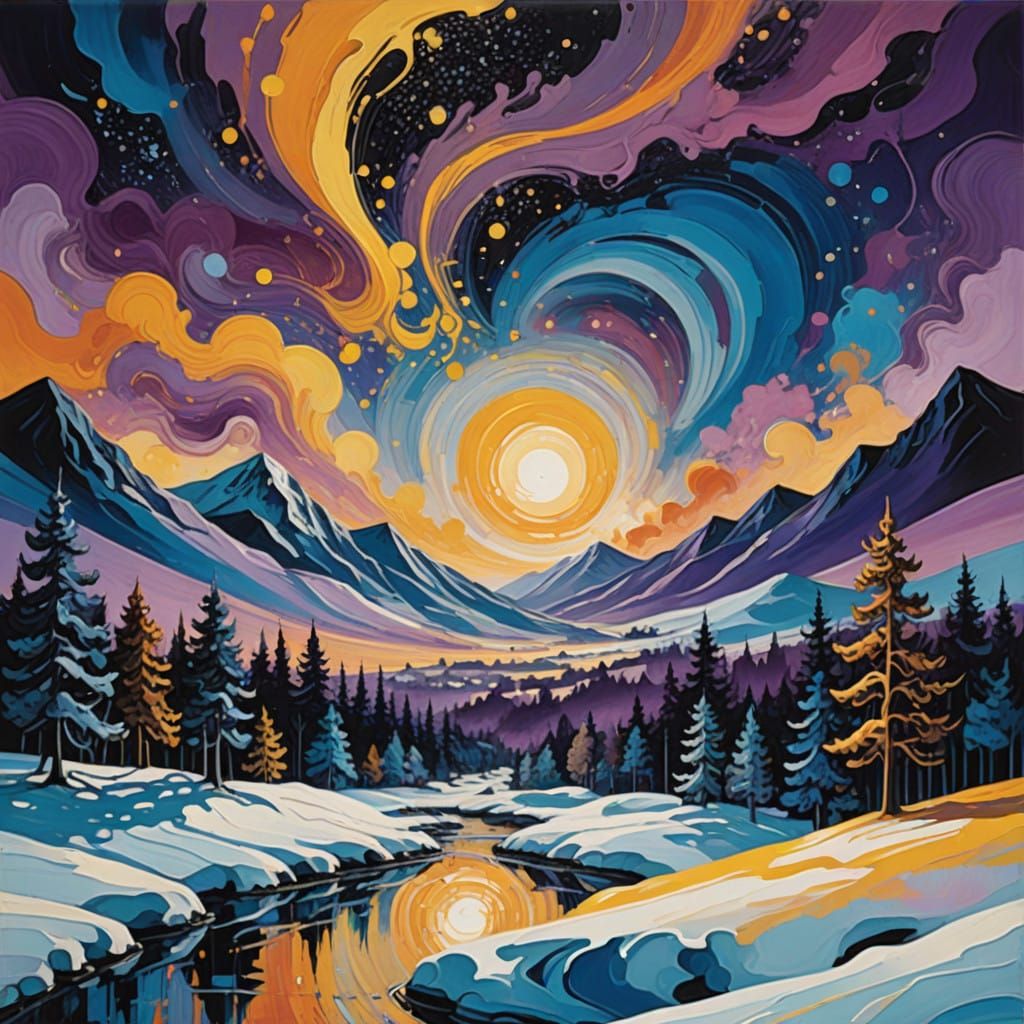 Galaxy winter mountain of whimsy - Galaxy winter mountain o...