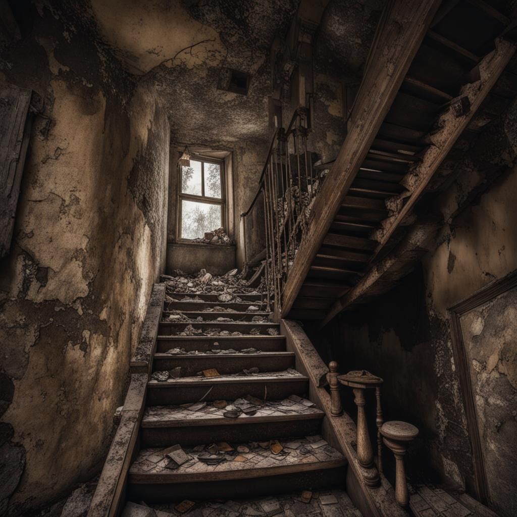 Eerie places : cellar stairs - AI Generated Artwork - NightCafe Creator