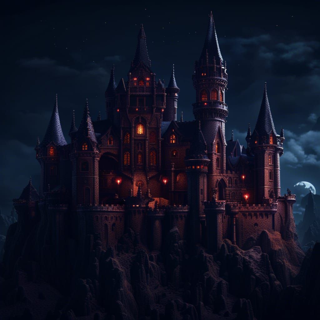 8 bit vampire castle at night, Stone, night, towers - AI Generated ...