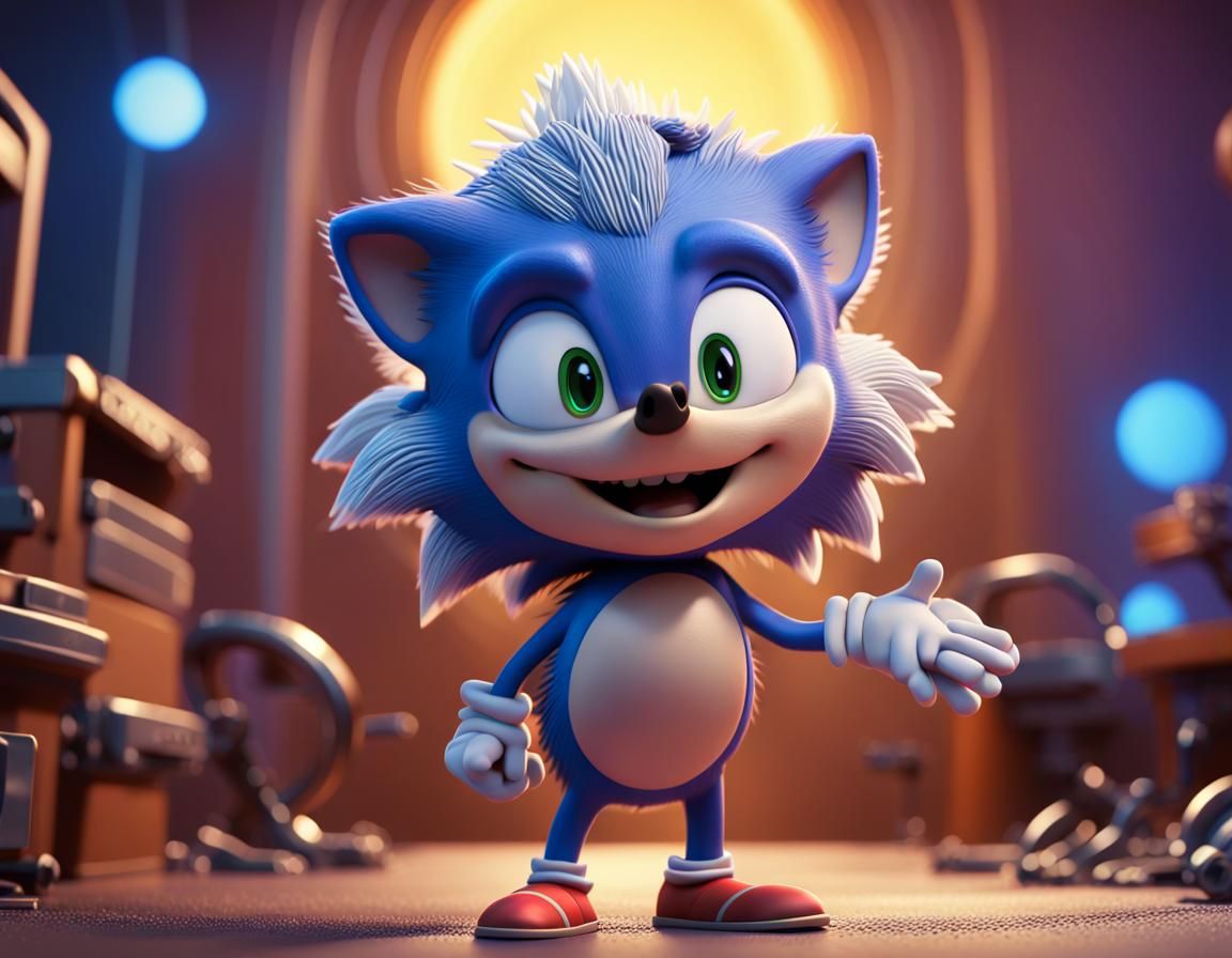 Grey Haired Sonic the hedgehog - AI Generated Artwork - NightCafe Creator