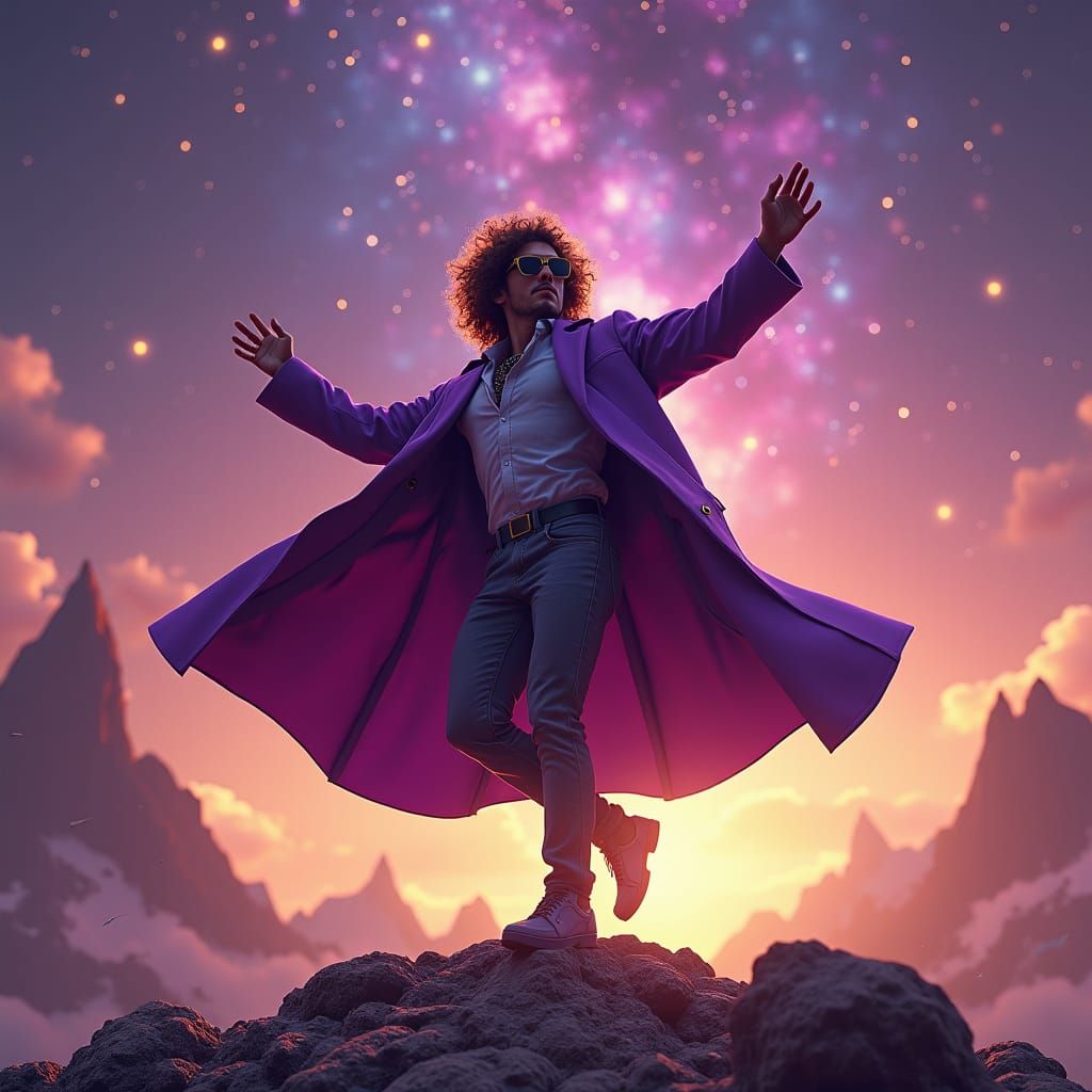 Gemini by TROY - Cosmic Dancer in Flowing Purple Coat: Hyper...