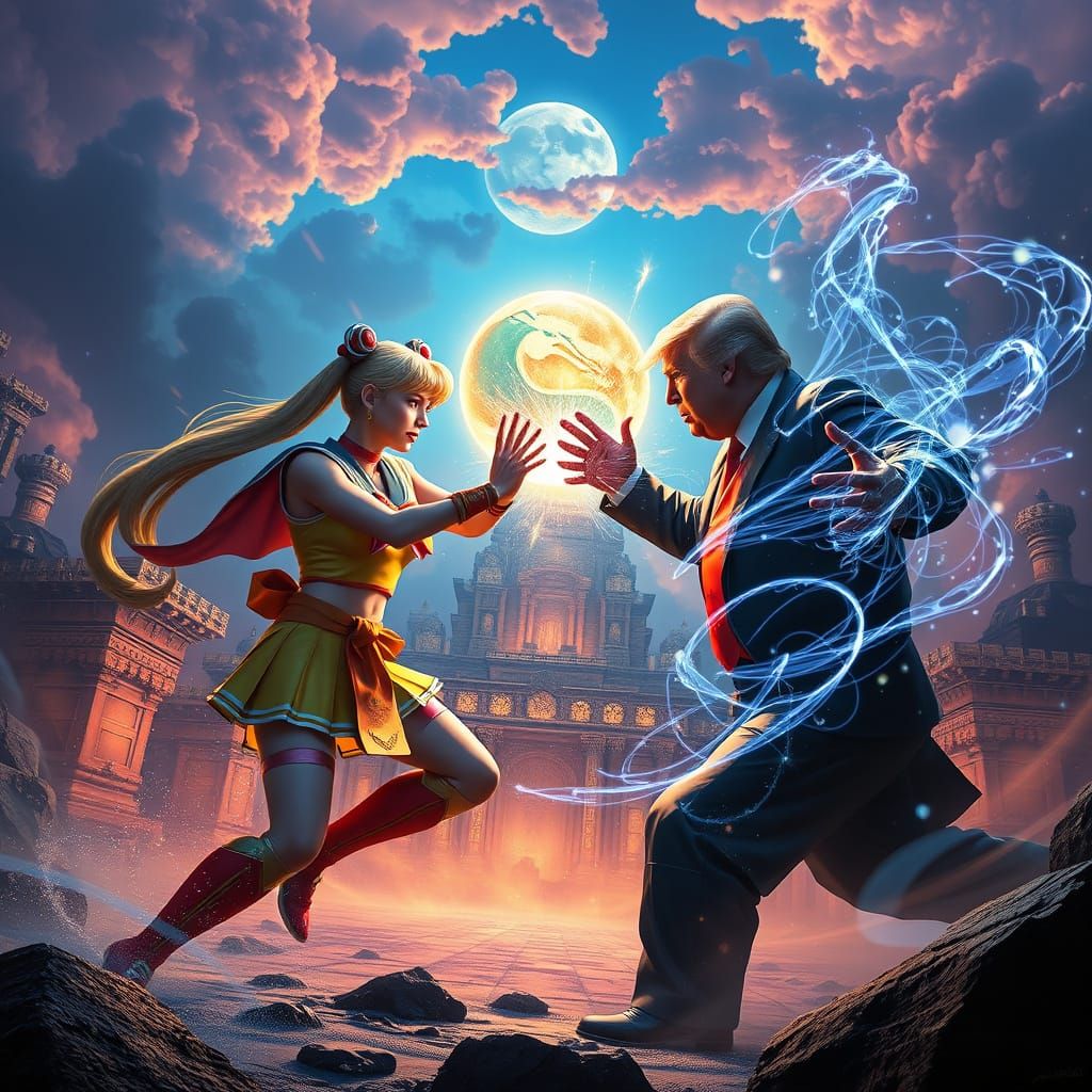 Sailor Moon Meets Trump in Epic Mortal Kombat Show... - AI Art