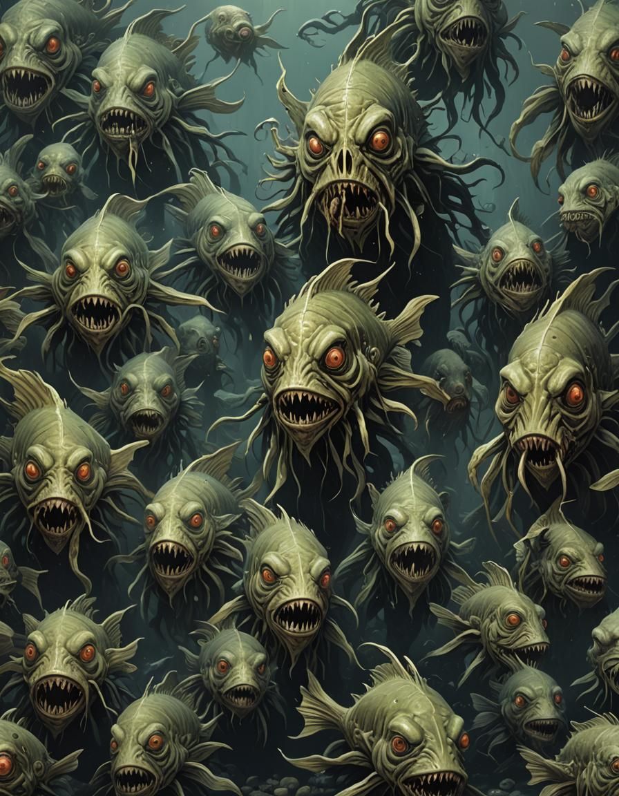 Lovecraftian nautical horror fish people - AI Generated Artwork ...