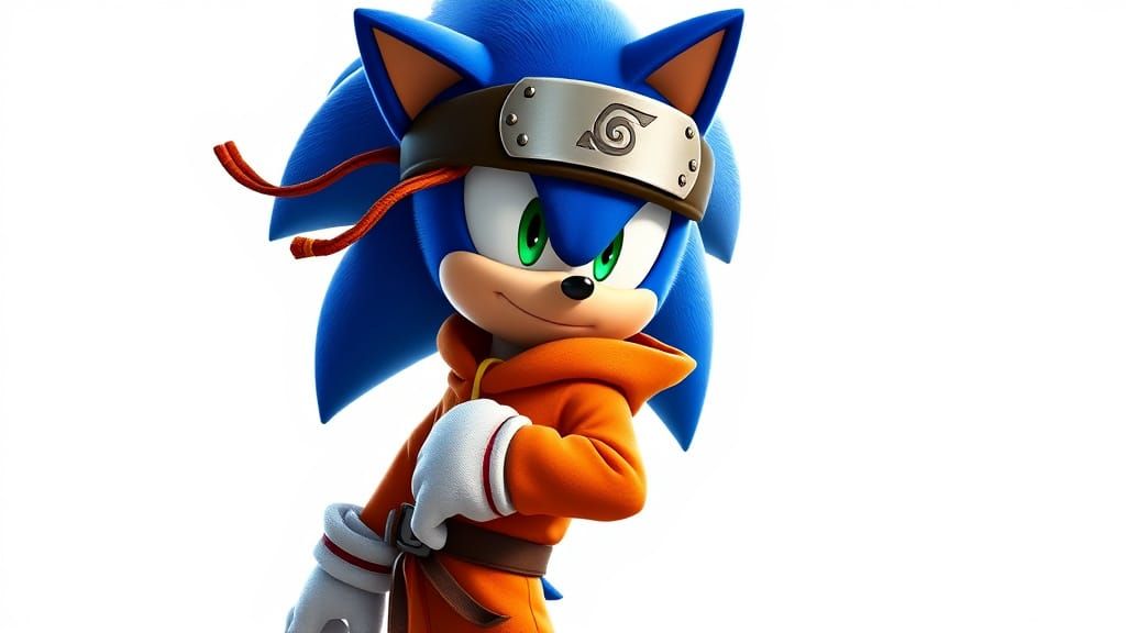 Sonic in Naruto-Inspired Armor, Fine Detail, Fanta... - AI Art