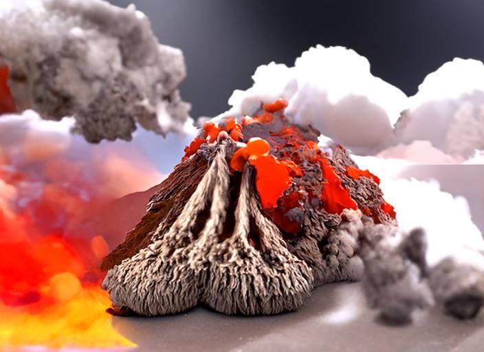 Explosive Volcano creates a cloud of mushrooms - AI Generated Artwork ...