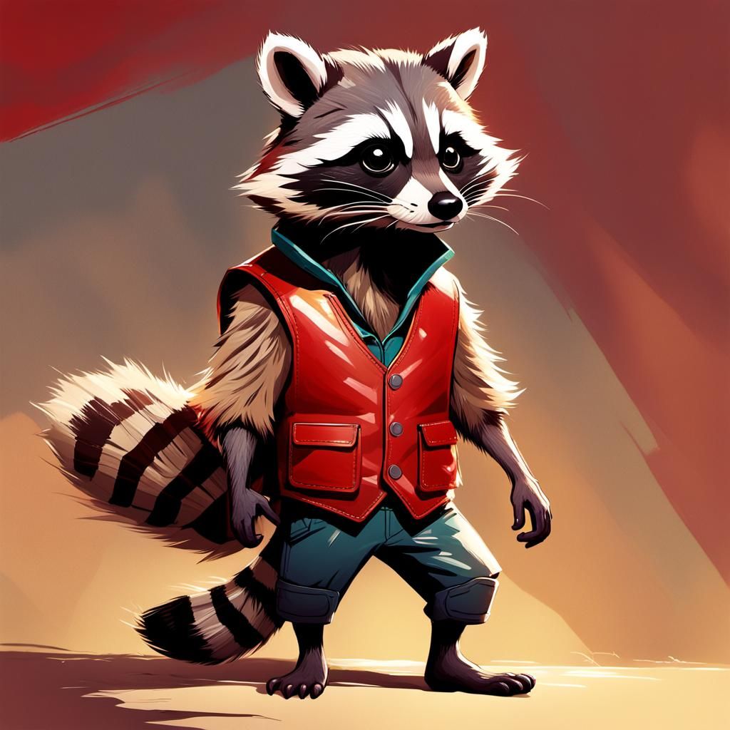 Exaggerated Raccoon Concept Art in Vibrant, Styliz... - AI Art