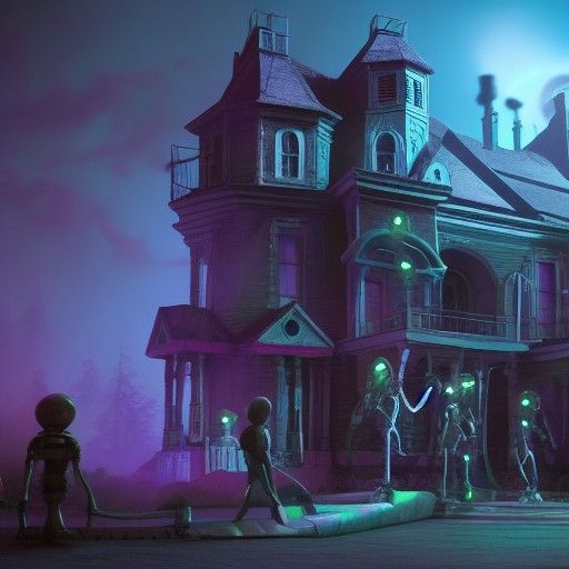 Aliens vs Ghosts when a UFO invades a haunted house 2 - AI Generated ...