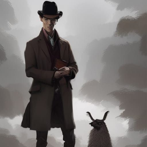 Sherlock and llama - AI Generated Artwork - NightCafe Creator