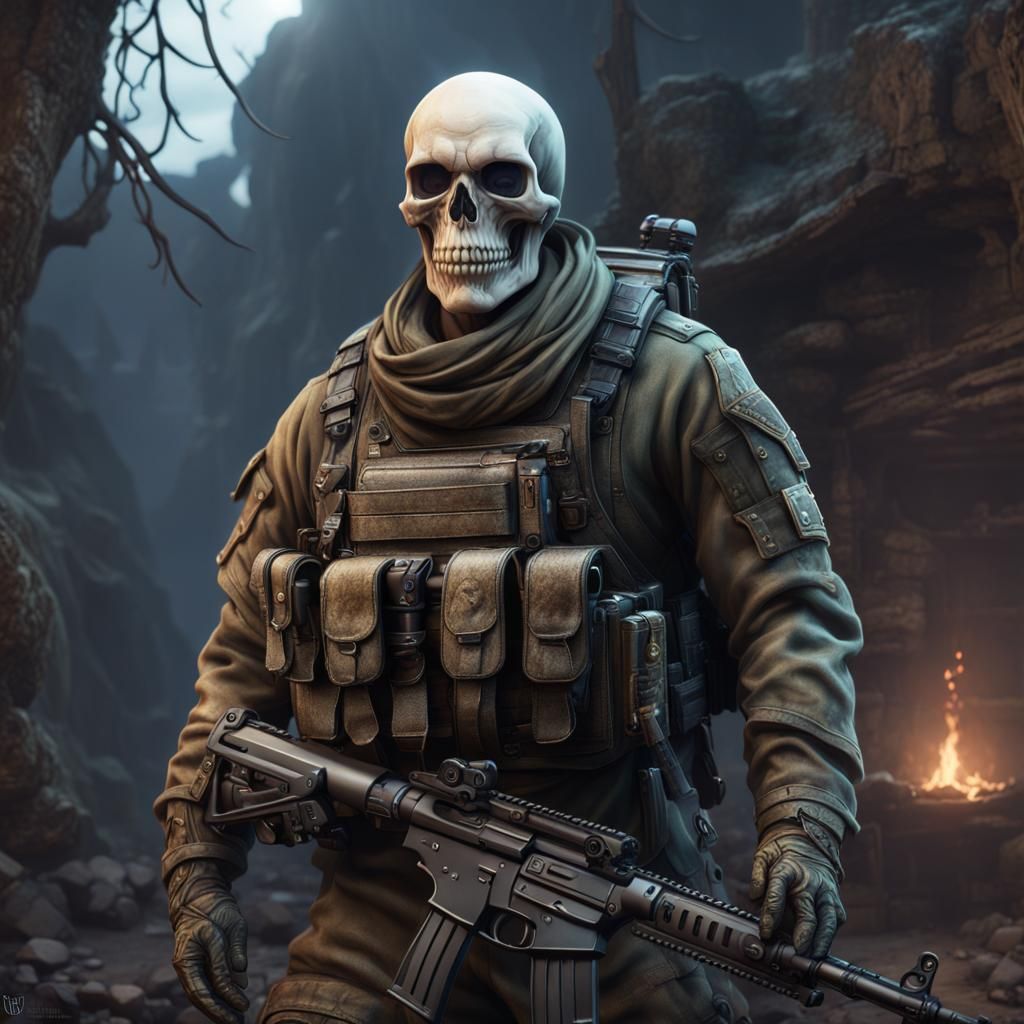 Skullface Soldier - Skull-Faced Soldier in Detailed Matte Pa...