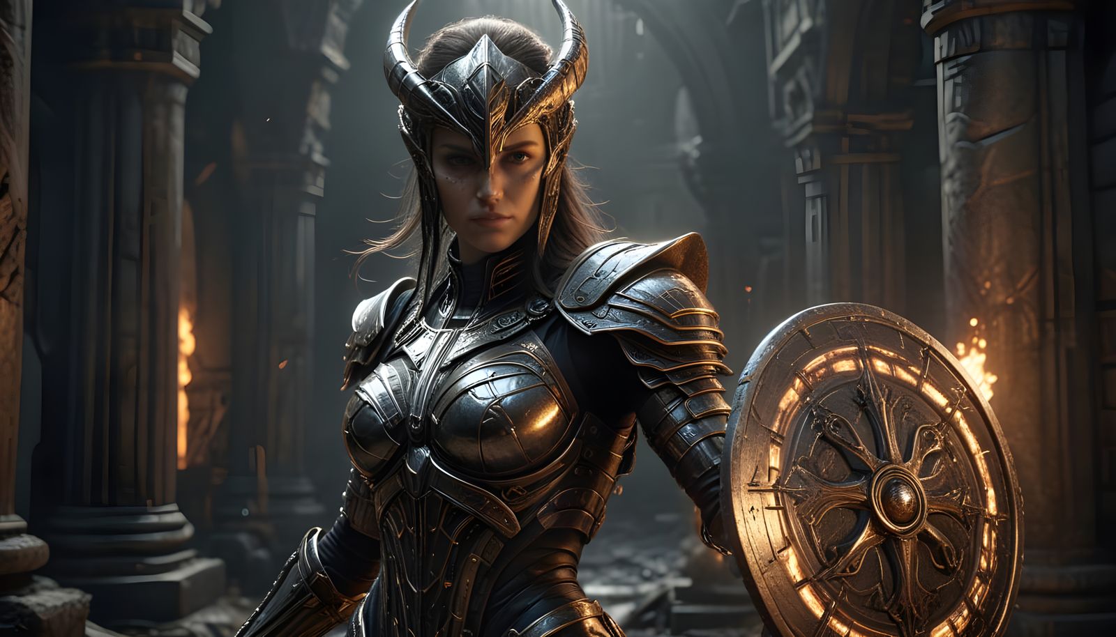 Cyberpunk War Templar Wields Infernal Sword and Od... - AI Art