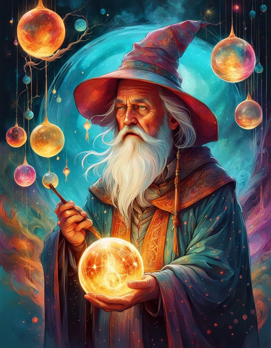 A wizard casting magical spells and making potions - AI Generated ...