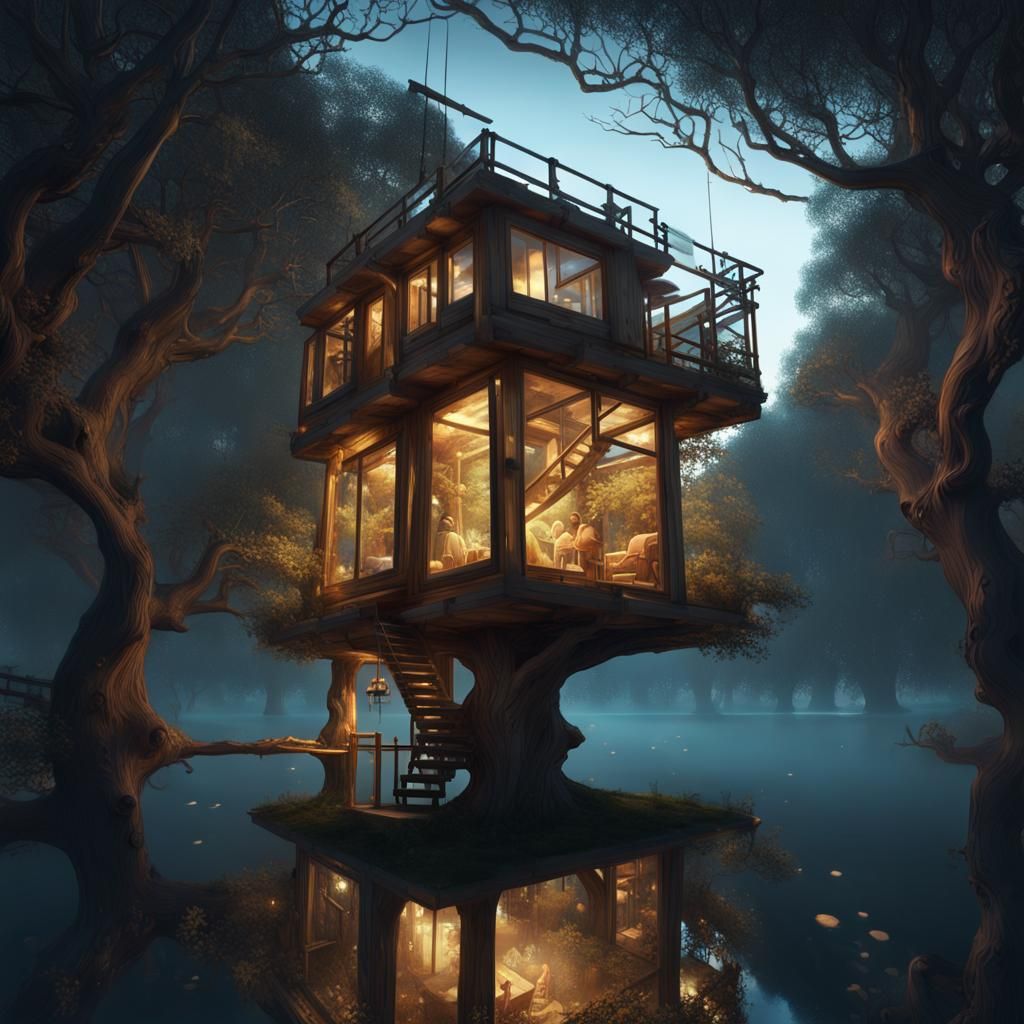 Tree house - AI Generated Artwork - NightCafe Creator