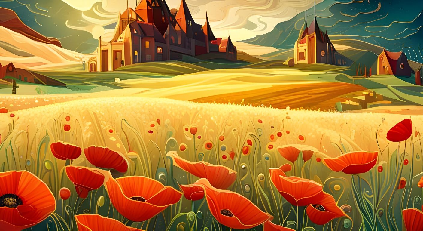 Poppies in a wheat field - AI Generated Artwork - NightCafe Creator