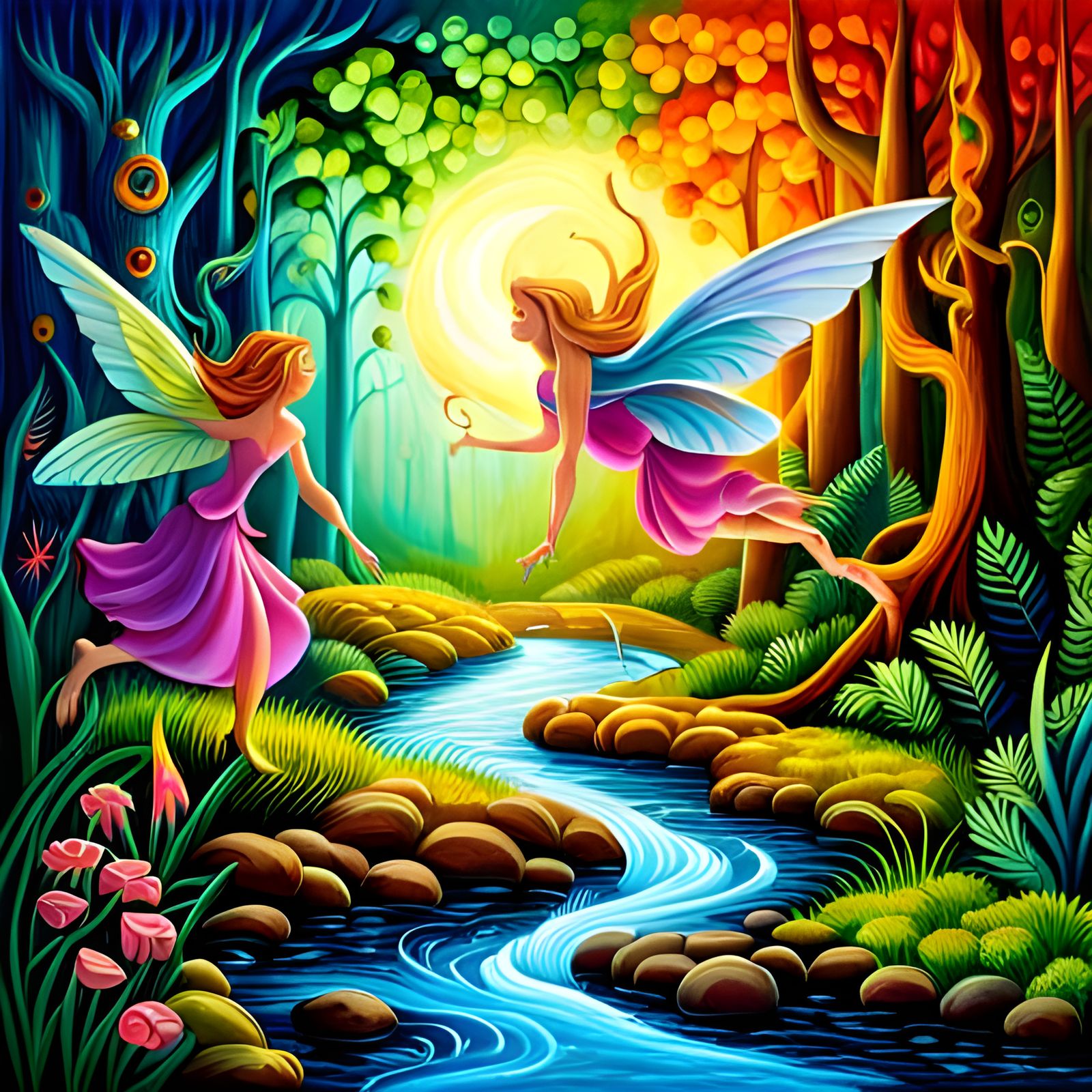 Faeries in an Enchanted Forest - AI Generated Artwork - NightCafe Creator