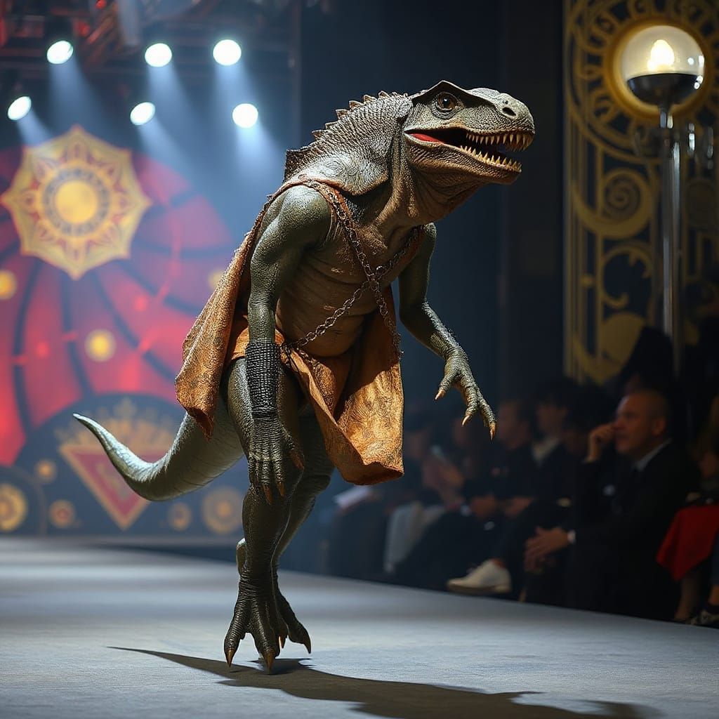 Avant-Garde Homosaurus Struts Down the Catwalk in ... - AI Art