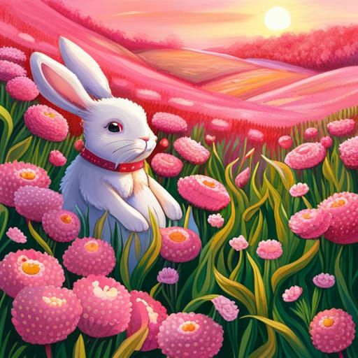 a bunny in a field of flowers - AI Generated Artwork - NightCafe Creator