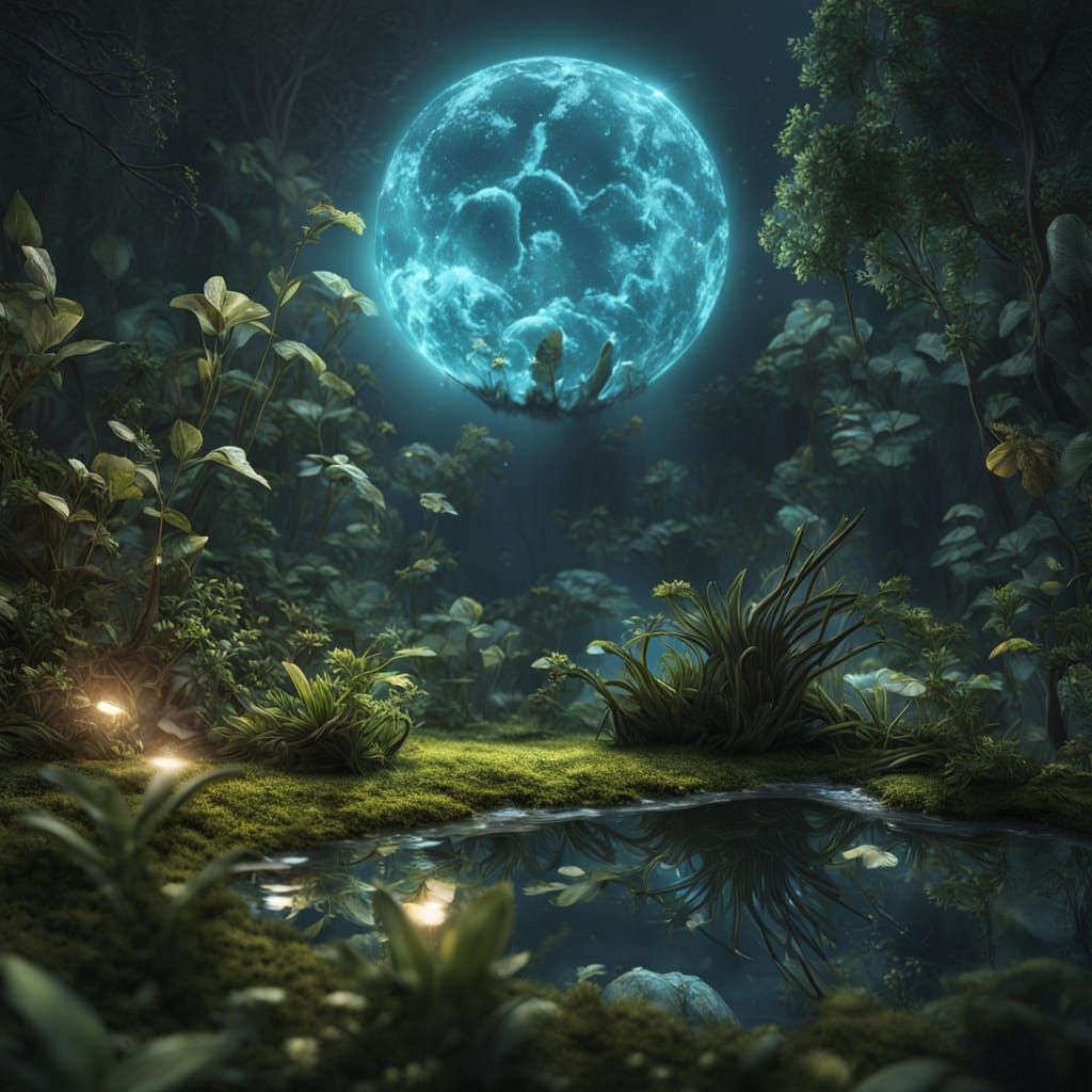 Epic Bioluminescent Jungle Bloom in Vibrant Fairyc... - AI Art