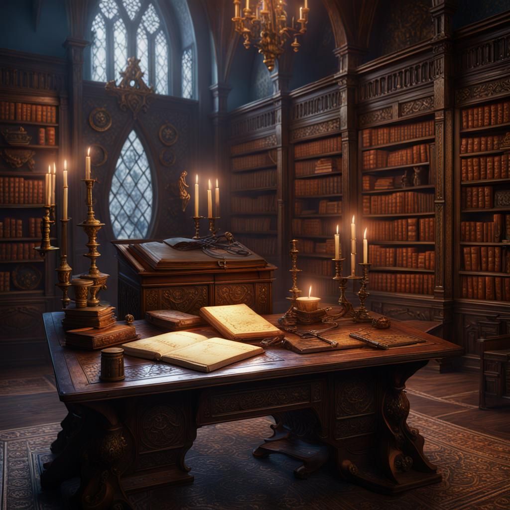The Arcane Secret of Ulfberht's Legacy book on medieval desk - AI ...