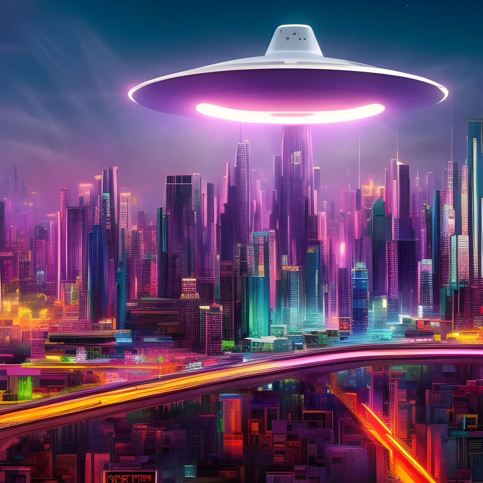 Neon Odyssey: The Arrival - AI Generated Artwork - NightCafe Creator